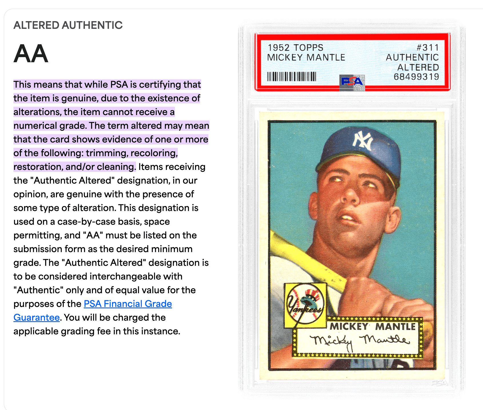 Understanding "A" Grades from SGC and PSA